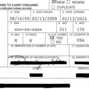 Concealed Carry Weapon Permit Examples